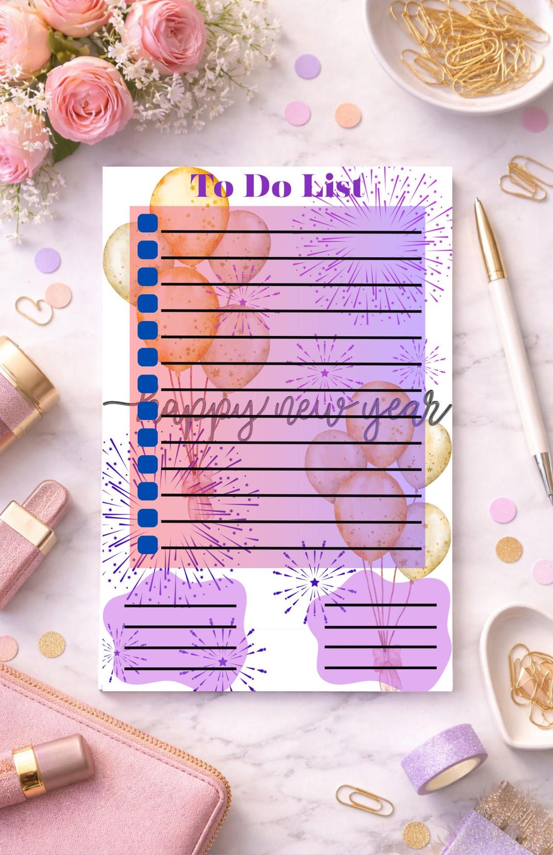 New Year To-do List Notepad – 6x4 Custom Stationery Custom Cute ...