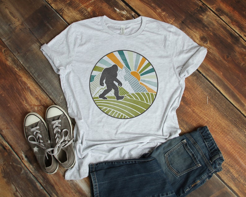 Retro Bigfoot Shirt, Sasquatch Shirt, Bigfoot T Shirt, Hiking Shirt ...