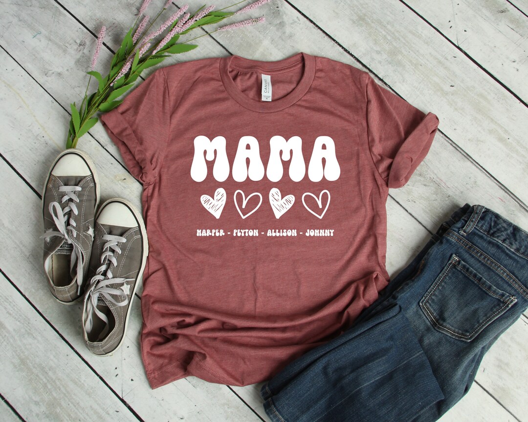 Custom Mom Shirt, Personalized Mom Shirt Kids Names, Retro Mom Tee, Mom ...