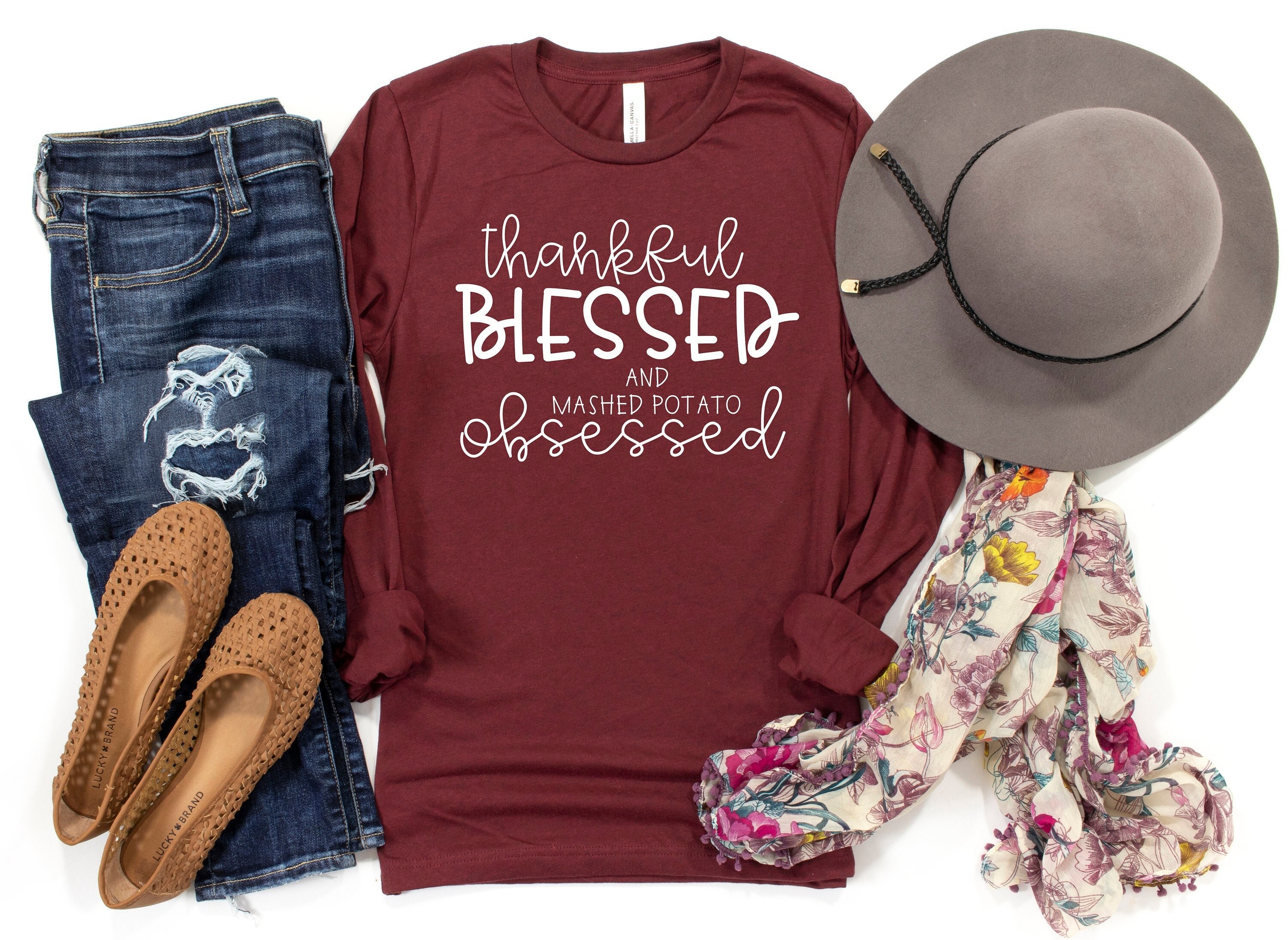 Thankful Blessed and Mashed Potato Obsessed Shirt, Fall Shirt Unisex ...