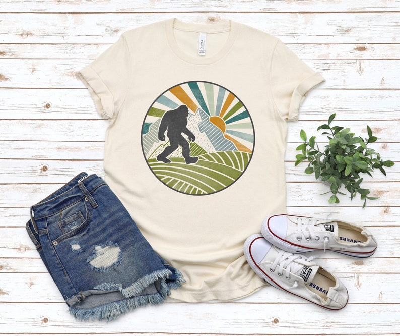 Retro Bigfoot Shirt, Sasquatch Shirt, Bigfoot T Shirt, Hiking Shirt ...