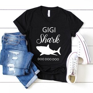 Gigi Shark Shirt Unisex V Neck, Gigi Shirt, Shark Family, Grandma Shark ...