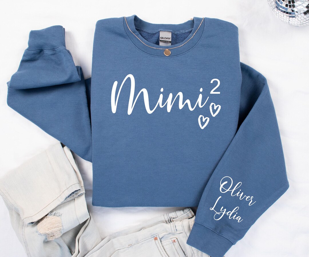 Custom Mimi Sweatshirt With Kids Names Printed on Sleeve, Personalized Grandma Sweatshirt, Mimi ...