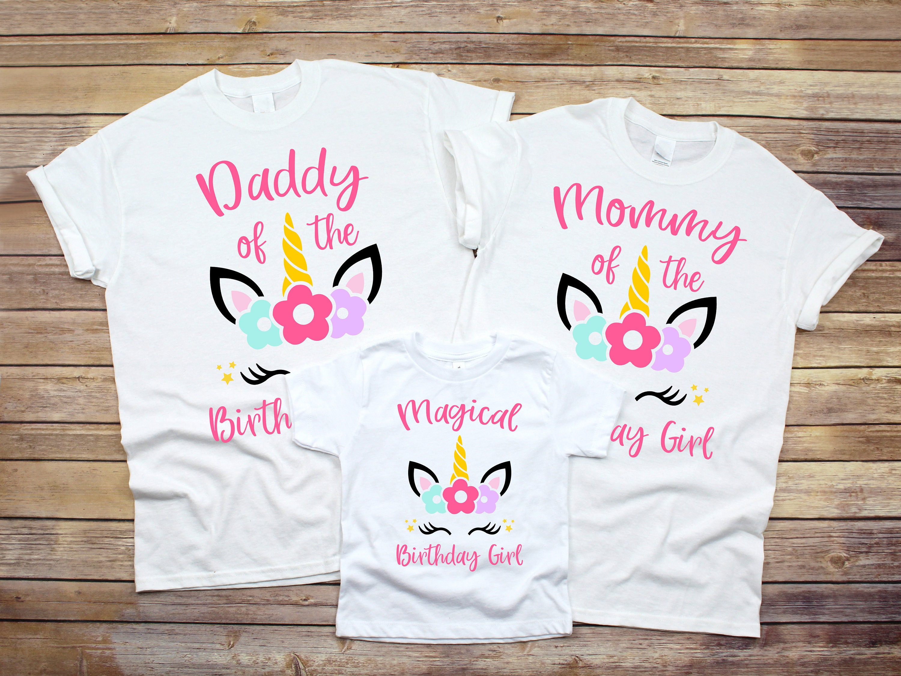 Unicorn Birthday Shirt Family Set Mommy and Me Daddy and Me - Etsy