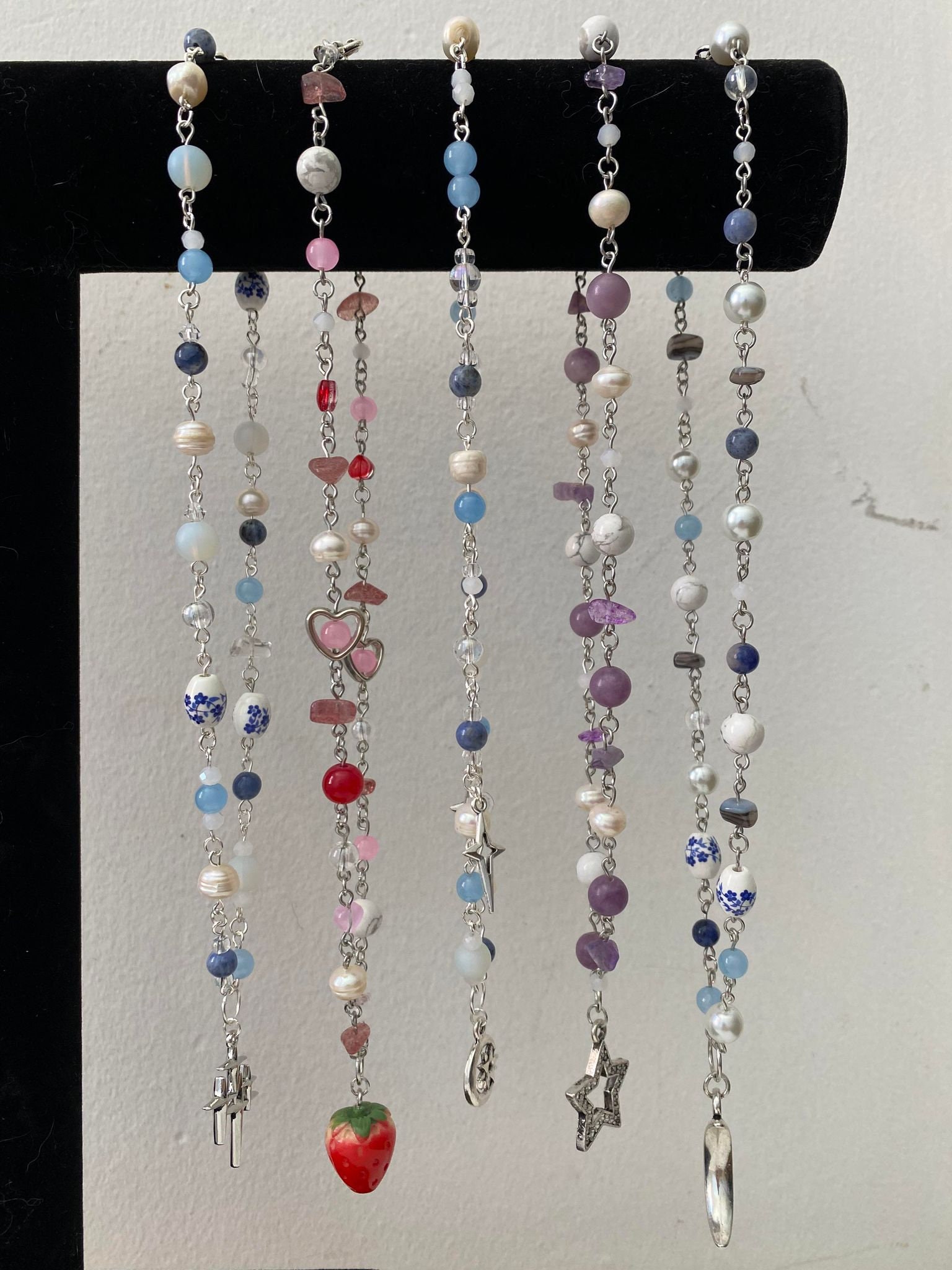 Single-chain Beaded Charm Colour Necklaces Hand-made Necklaces - Etsy