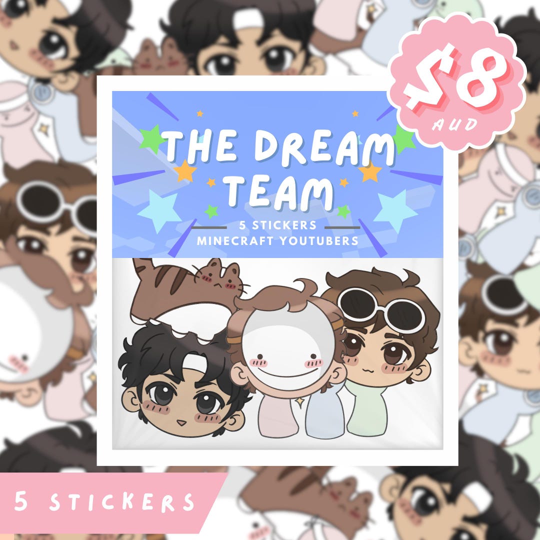 Dream Team Stickers Set DSMP Minecraft 5 Stickers - Etsy