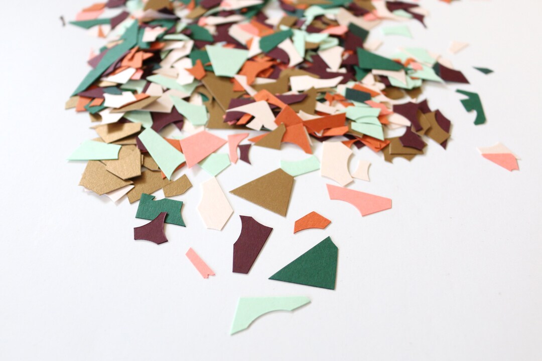 Terrazzo Geometric Confetti Maroon Gold Scrap Paper Chips Flakes Eco ...