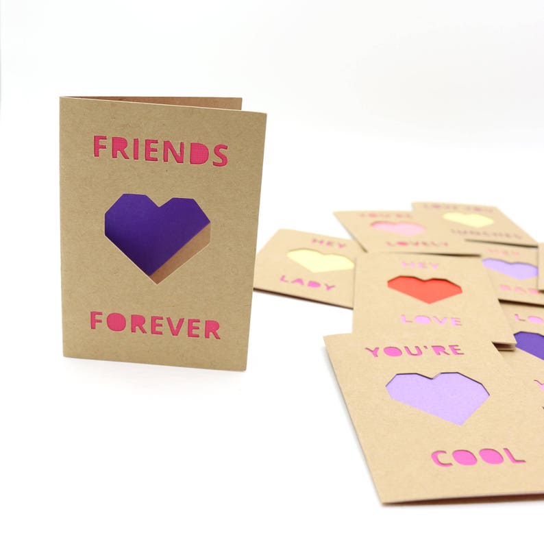 Mini Heart Valentine's Day Card Choose One Friendship | Etsy