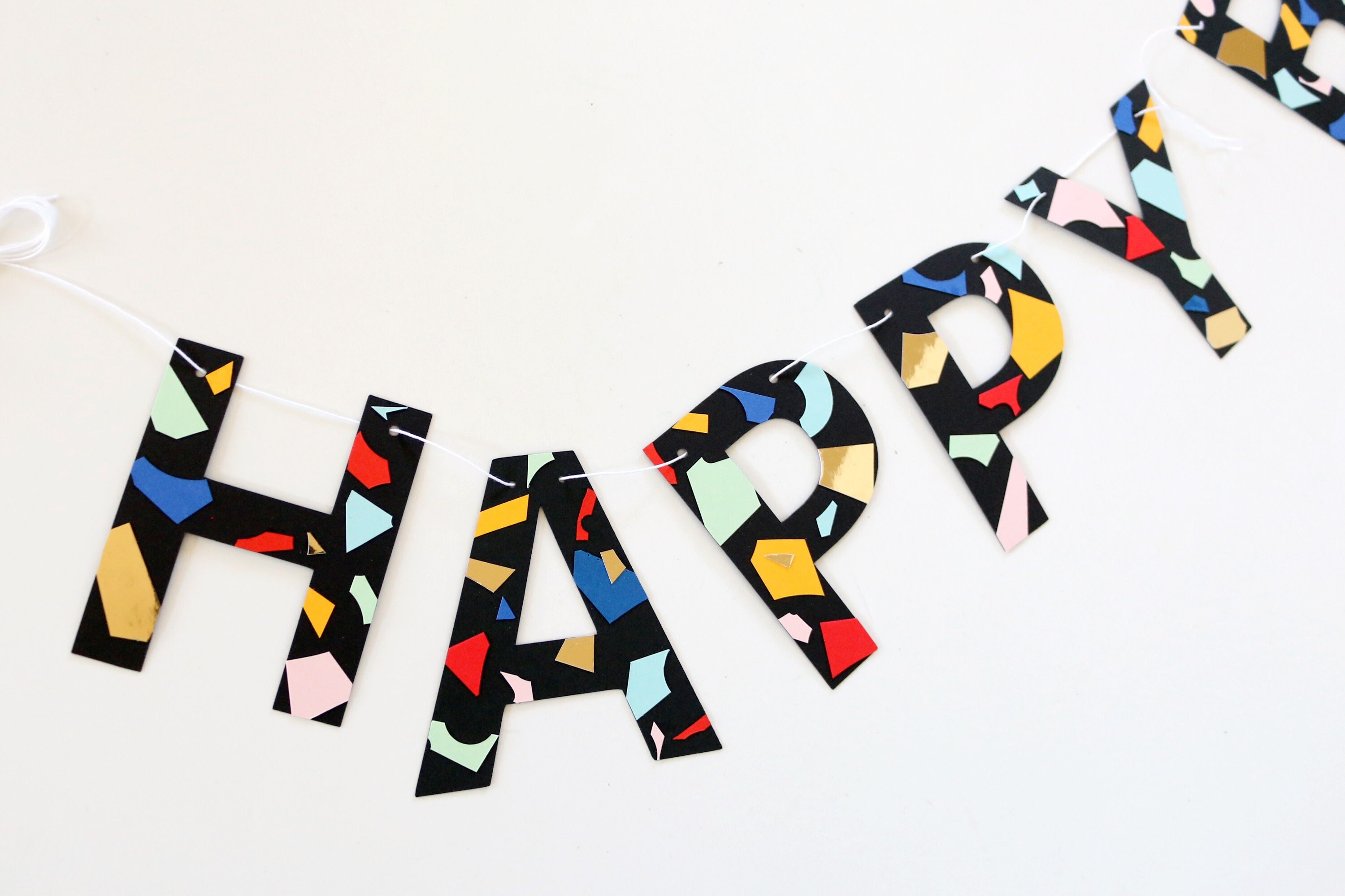 DIY Terrazzo Party Decor Happy Birthday Banner Kit Rainbow - Etsy