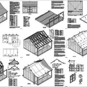 16 X 16 Ft Guest House Storage Shed With Porch Plans / Blueprints ...