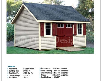 14' X 16' Backyard Storage Shed Plans Building | Etsy