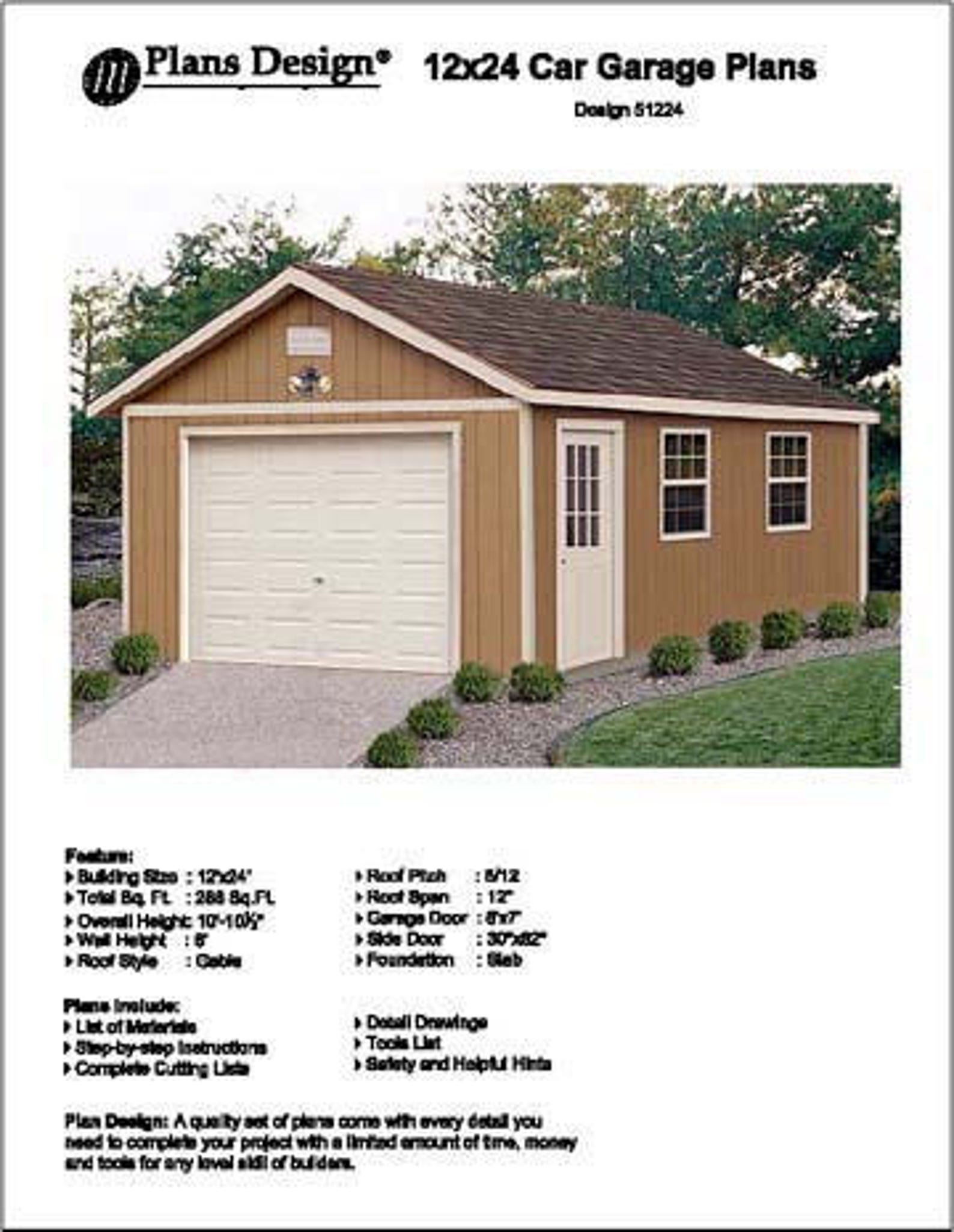 Garage Plans 12 X 24 Structures Building / Storage Shed Project ...