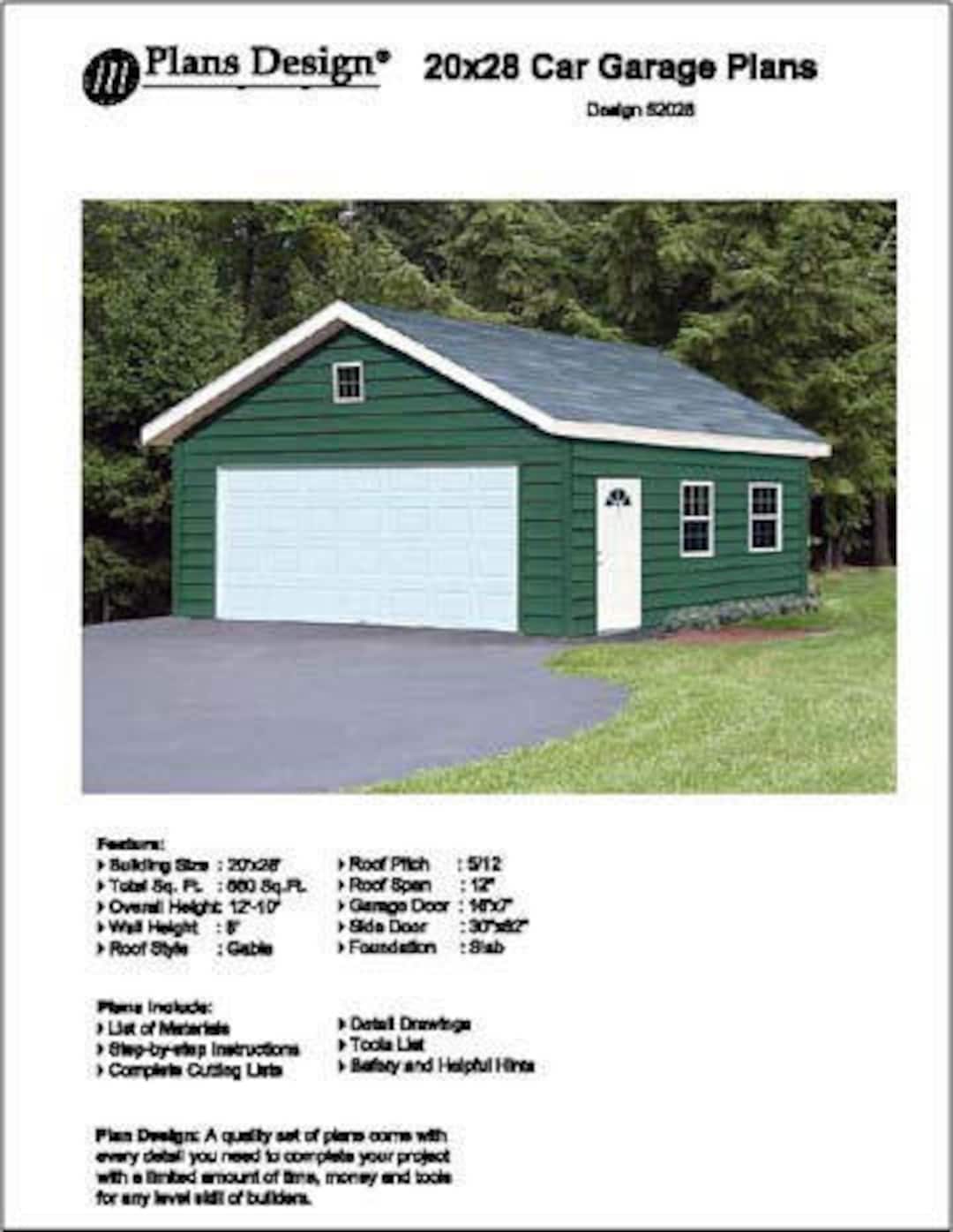 20 Ft X 28 Ft Two Cars Garage Gable Roof Style / Workshop Building ...