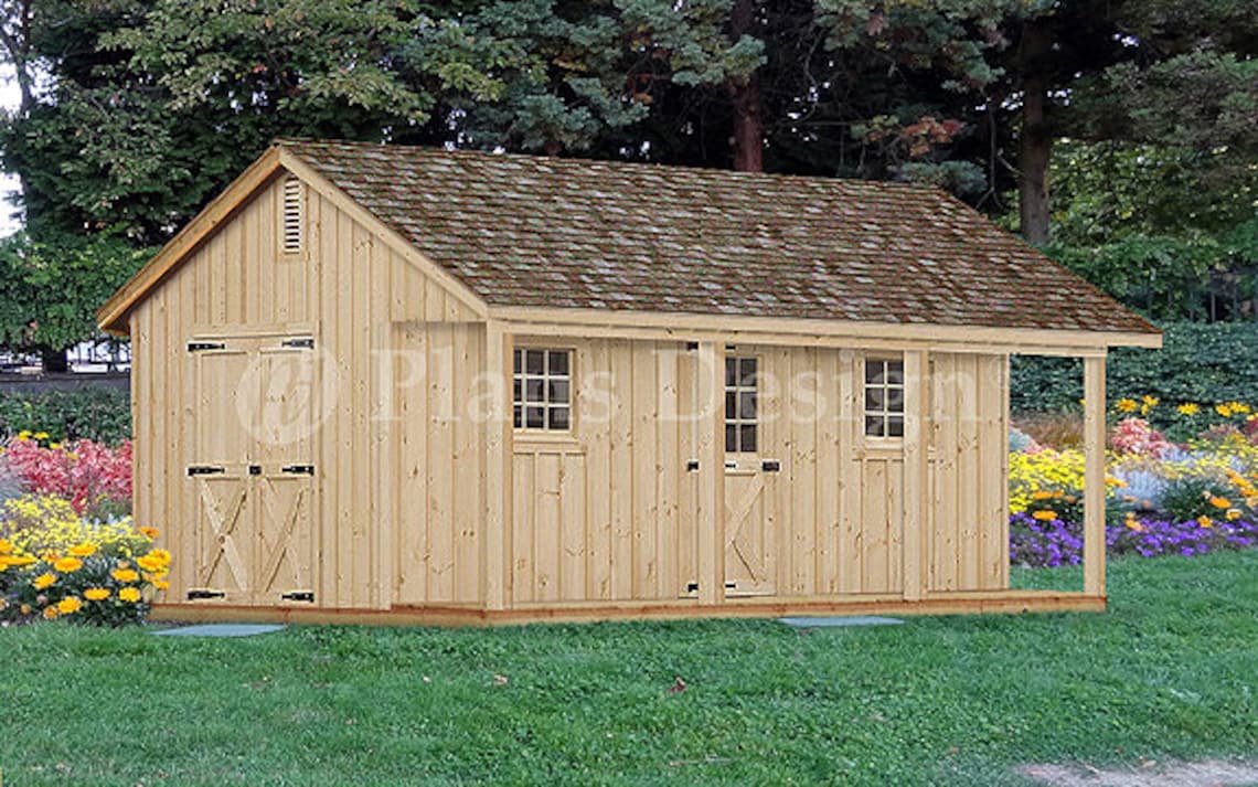 18' X 24' Shed With Porch, Guest House, Cottage or Cabin Building Plans ...