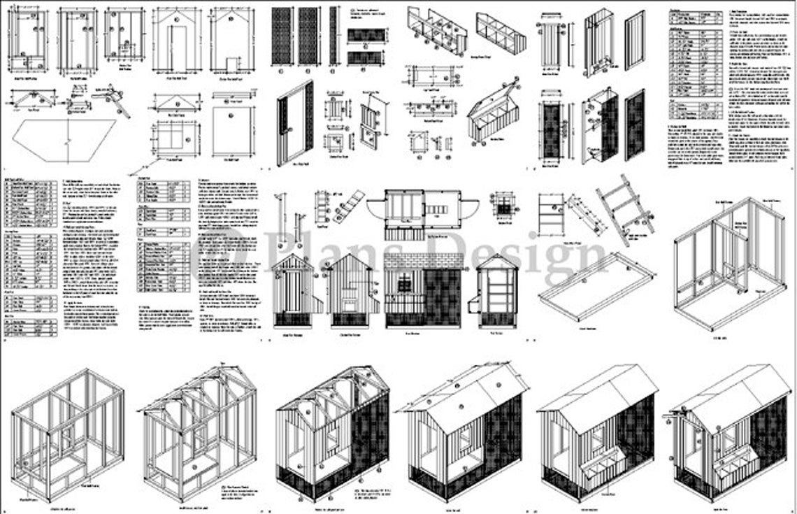 4x8 Gable Chicken Coop With Run Plans, Material List Included, Design ...