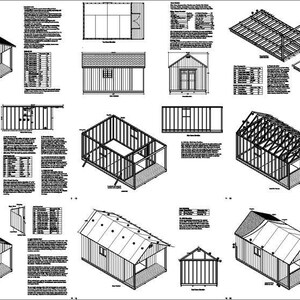 20' X 12' Cabin / Guest House Building Covered Porch / Shed Plans ...