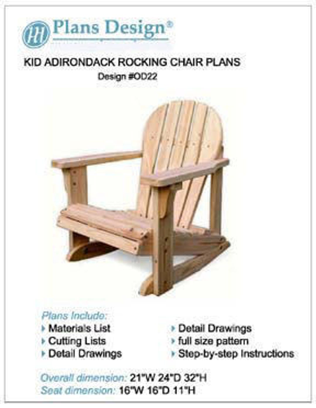 Kid Adirondack Rocking Chair With Pattern Trace and Cut Woodworking ...