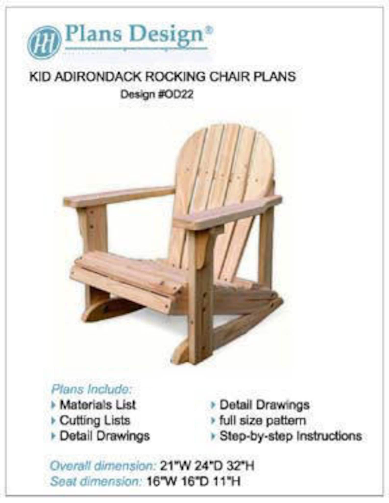 Kid Adirondack Rocking Chair With Pattern Trace and Cut Woodworking ...
