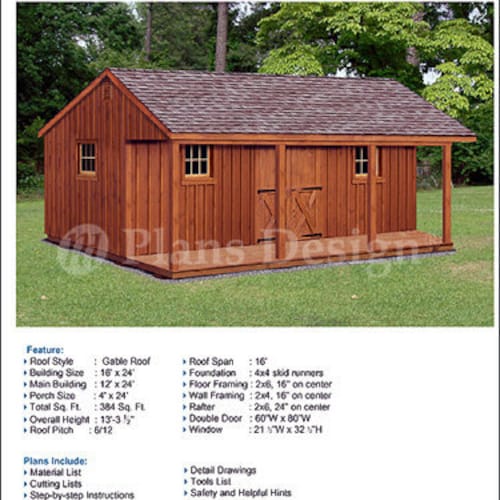 14' X 16' Backyard Storage Shed Plans Building - Etsy