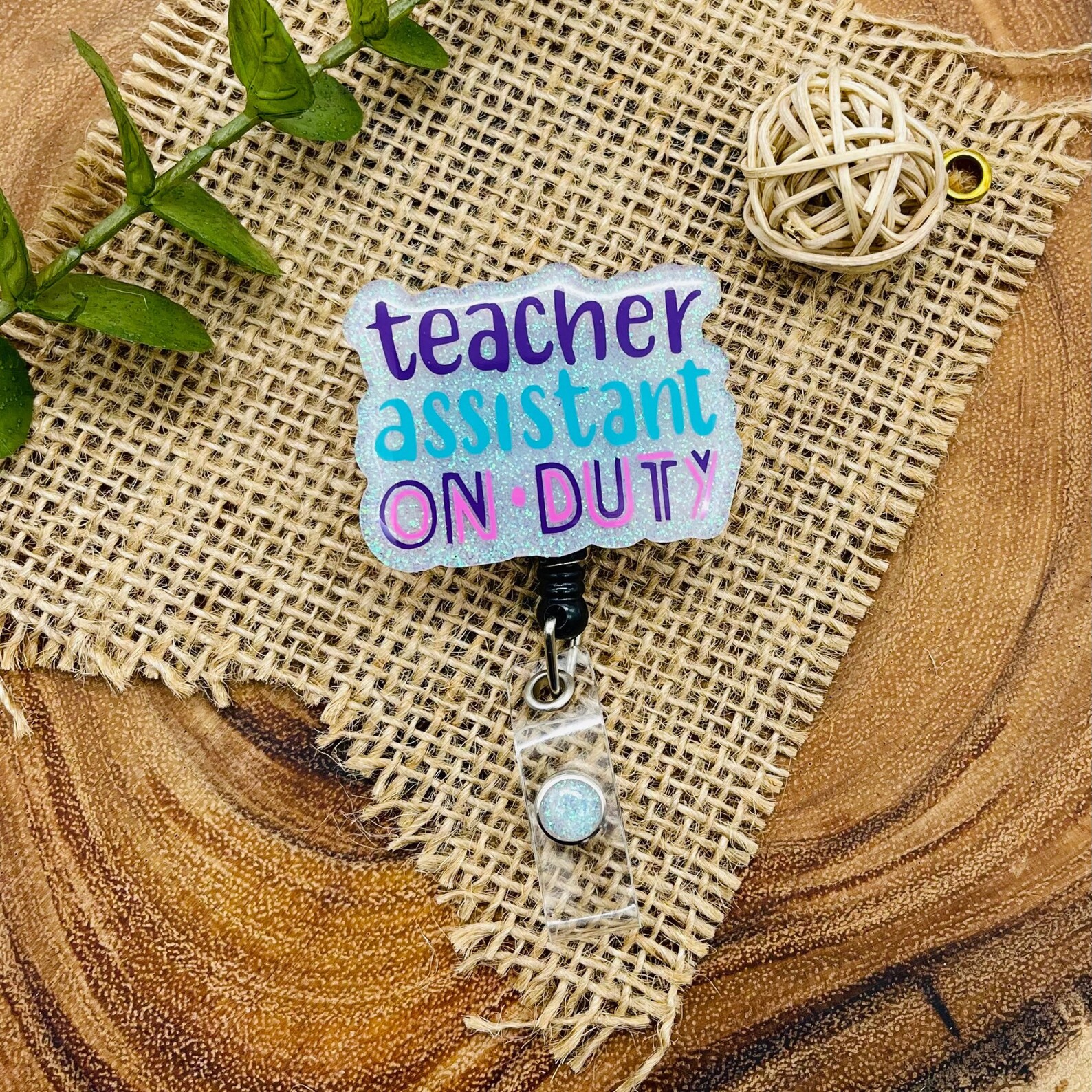 Teacher Assistant on Duty Glitter Badge Reel Retractable - Etsy