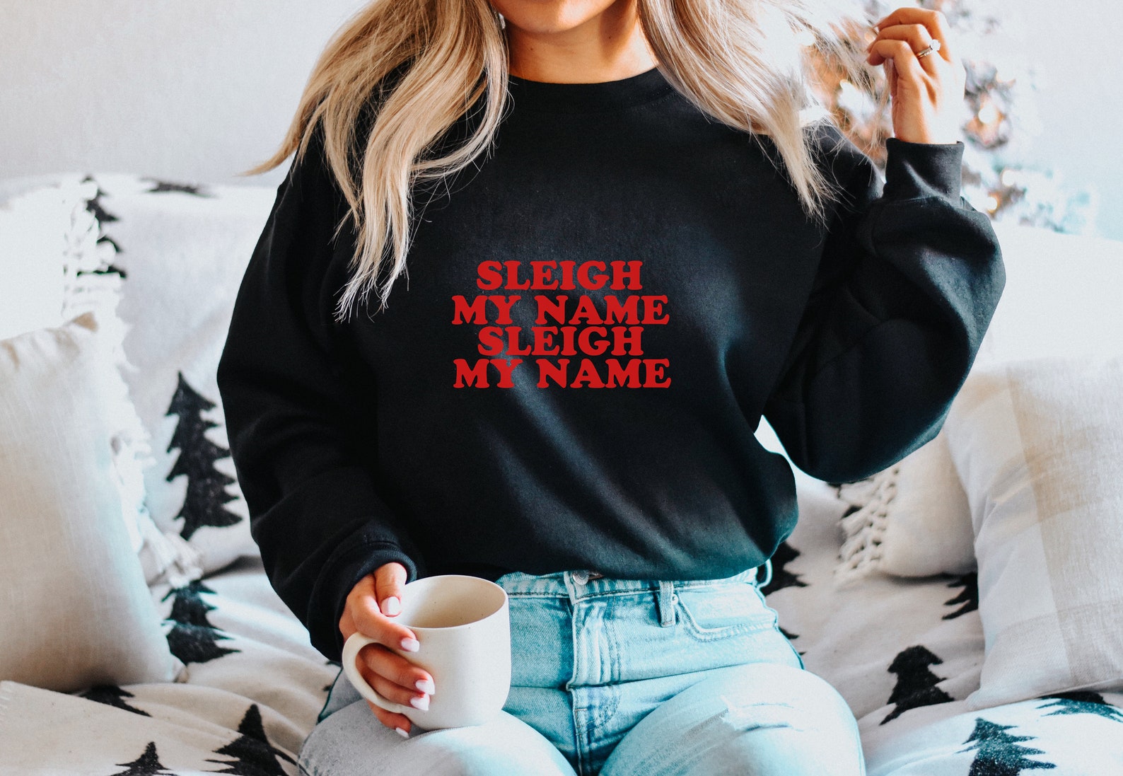 Xmas Party Sleigh My Name Say Slay Santa Grey Black White Red - Etsy UK