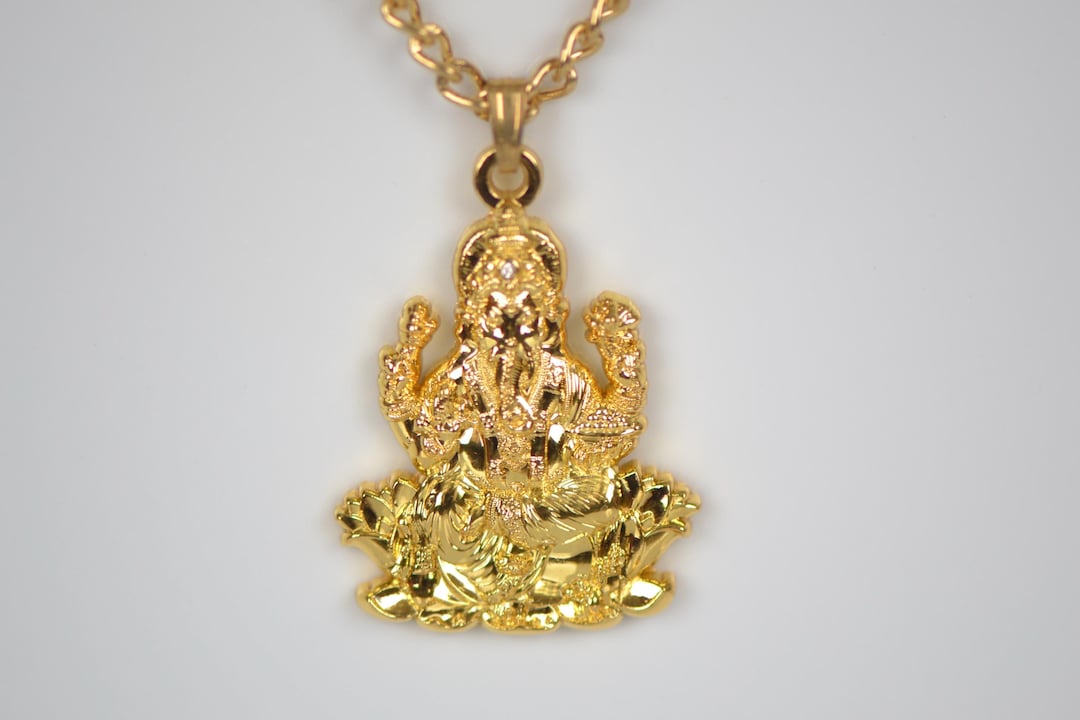 Lord Ganesha Hinduism Pendant Necklace – Gold, Good Luck & Protection ...