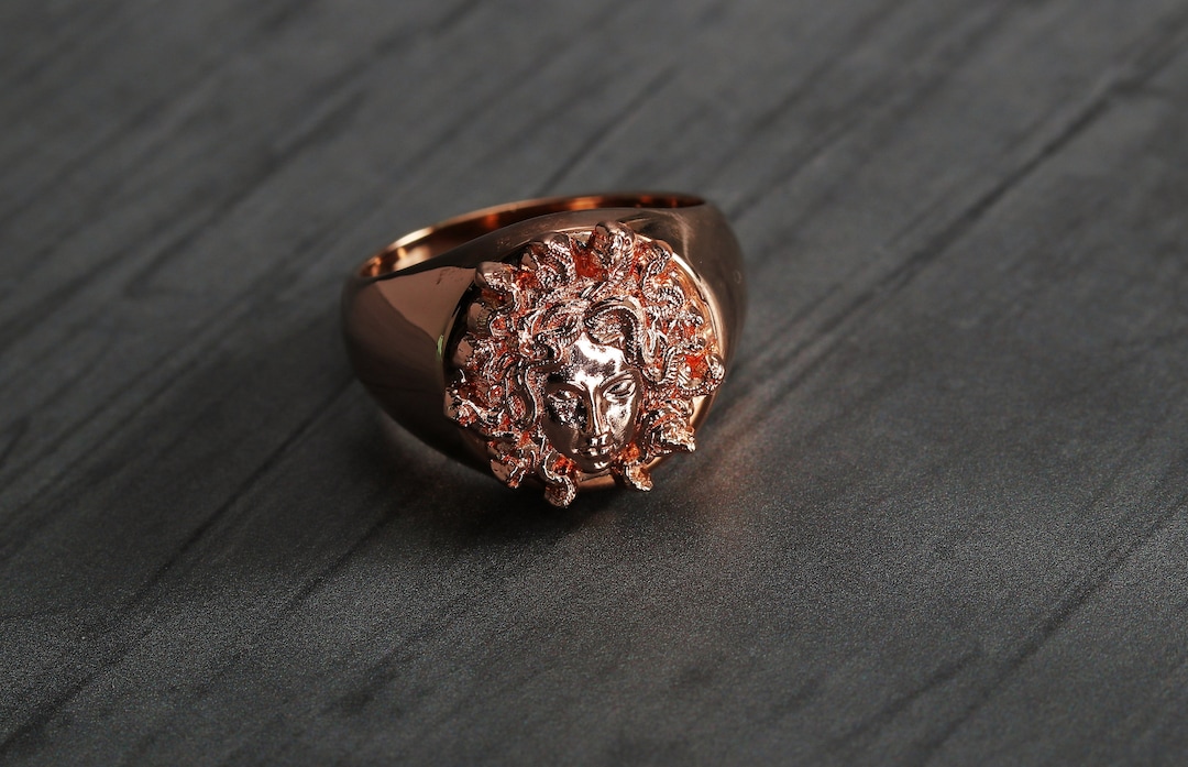 Medusa Rose Gold Signet Ring - Etsy