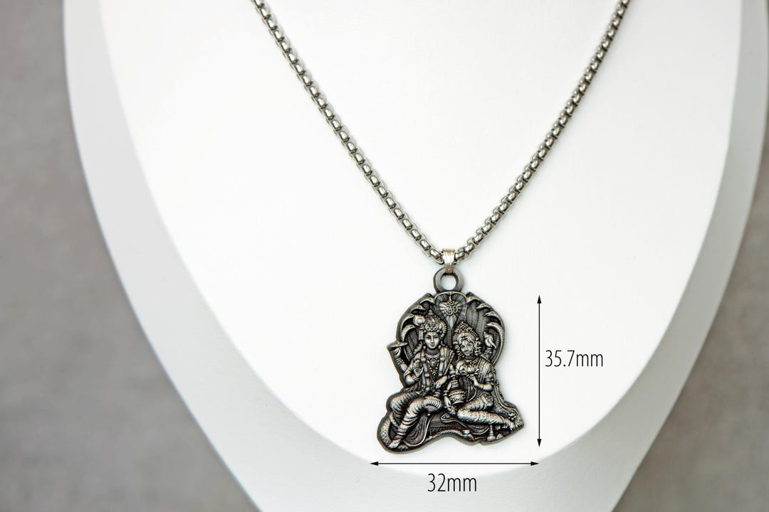 Vishnu Lakshmi Pendant Necklace: Divine Blessing Amulet, Hindu Talisman ...