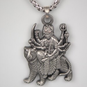 Goddess Durga Maa Pendant Necklace: Antique Silver Hindu Amulet - Etsy