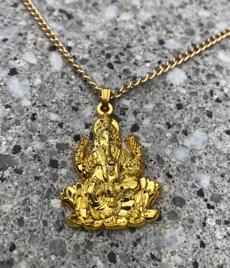 Lord Ganesha Hinduism Pendant Necklace Gold Colour for Good - Etsy