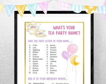 Tea Party Name Game - Etsy