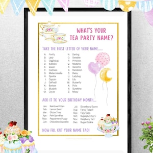 What's Your Tea Party Name, Tea Party Games for Kids, Birthday Tea ...