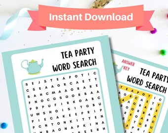 Tea Party Word Search - Etsy
