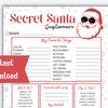 Secret Sister Gift Survey, Printable Secret Sister Form, Secret Sister ...
