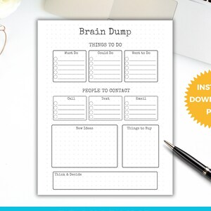 Brain Dump Printable, Thoughts Organizer, ADHD Brain Dump, Morning ...