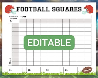 Football Squares Printable, 100 Square Football Grid, Football Party ...