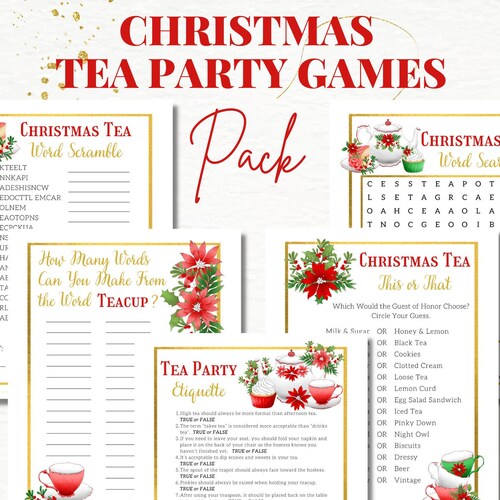 Christmas Tea Party Games Pack Holiday Tea Party Instant - Etsy