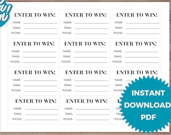 Enter to Win Ticket, Raffle Ticket Template, Printable Raffle Tickets ...