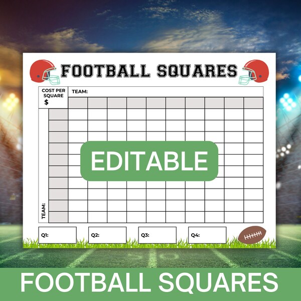 Editable Football Squares - Etsy