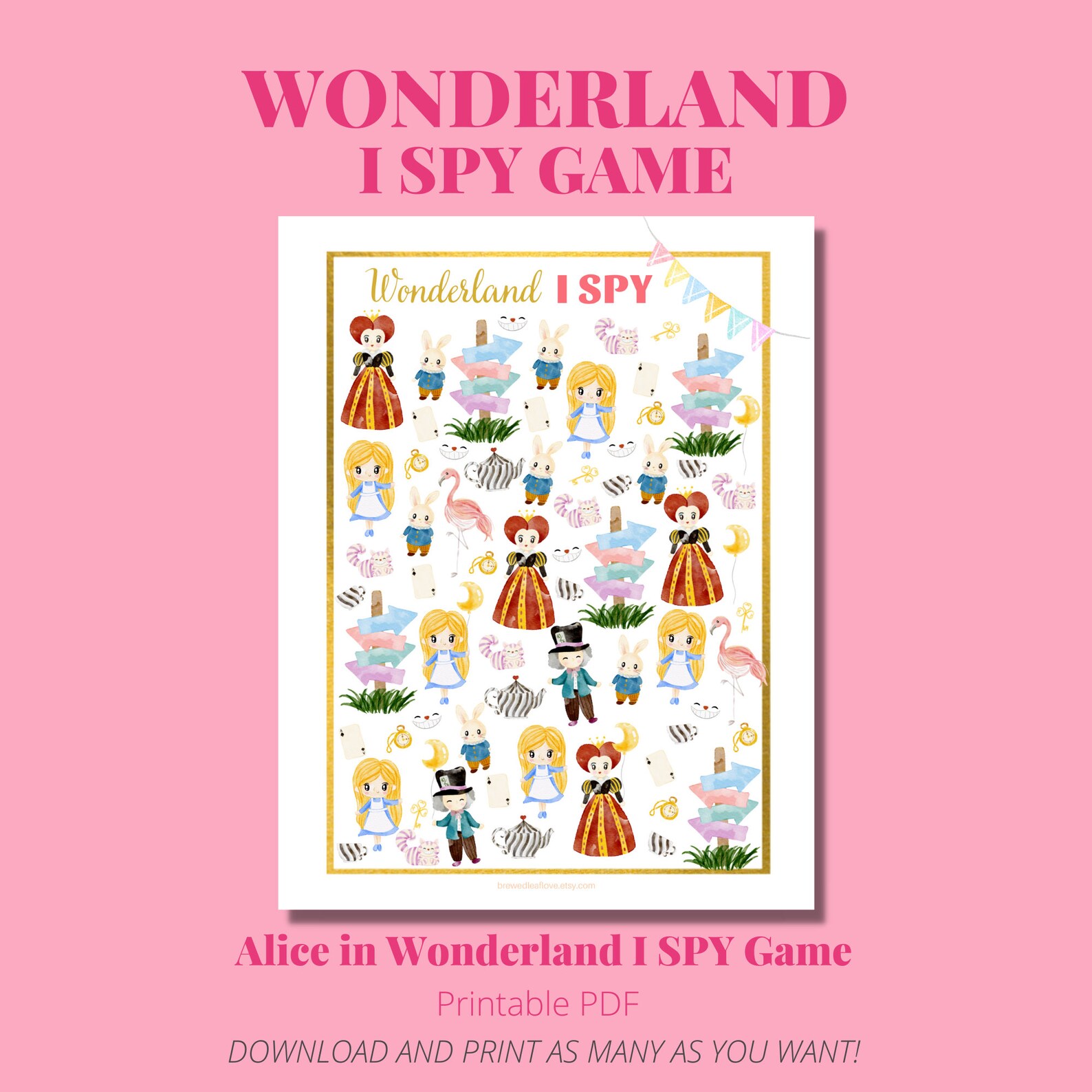Alice Tea Party I SPY Game, INSTANT Download, Alice in Wonderland, Tea ...