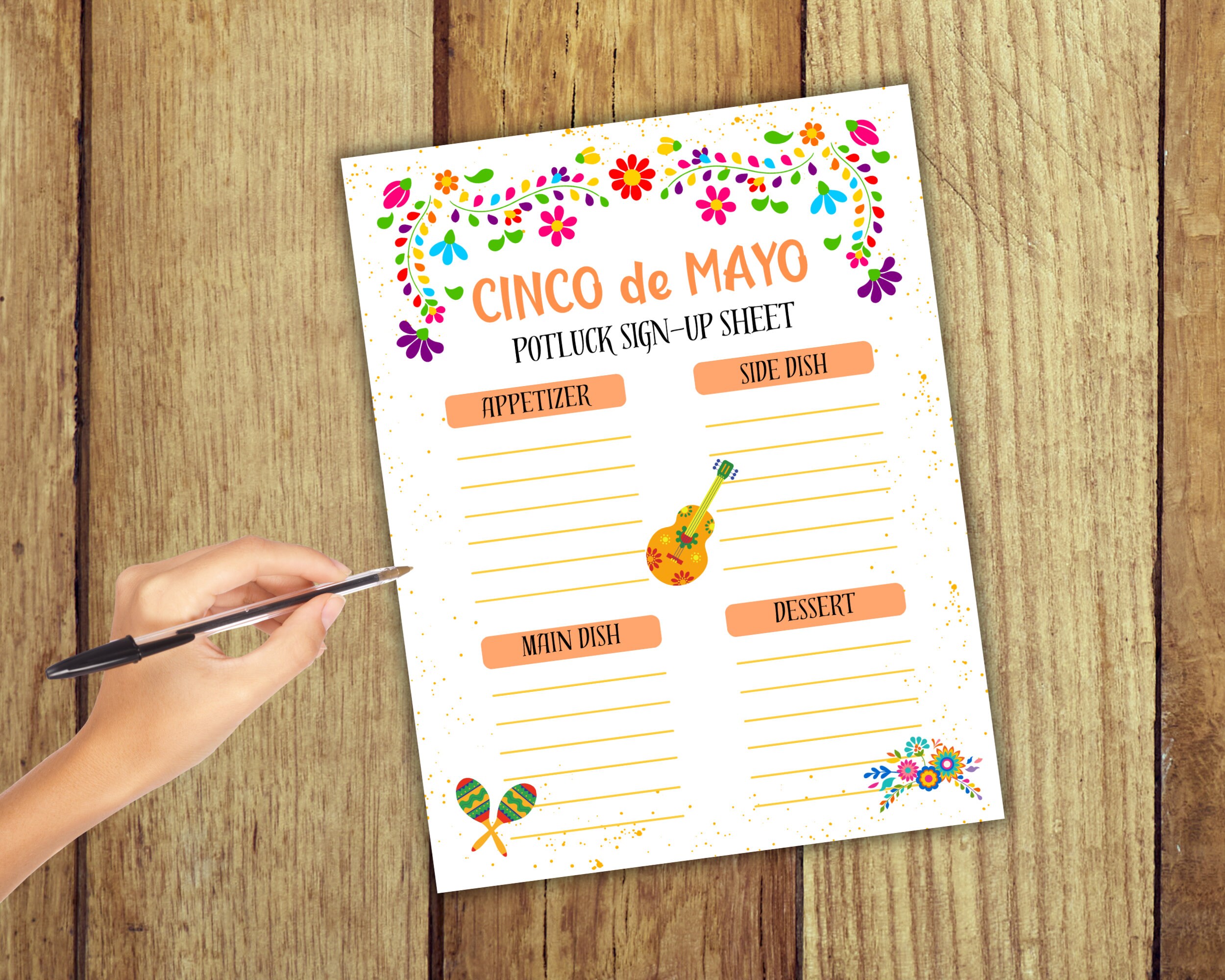 Cinco De Mayo Potluck Sign up Sheet, Fiesta Sign up Form, Cinco Potluck ...