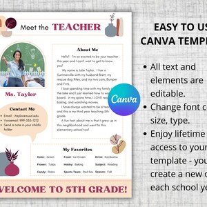 Meet the Teacher Editable Template, Canva Template, Back to School ...