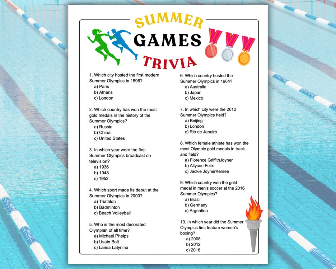 Summer Games Trivia, 2024 Summer Games Activity, International Summer ...