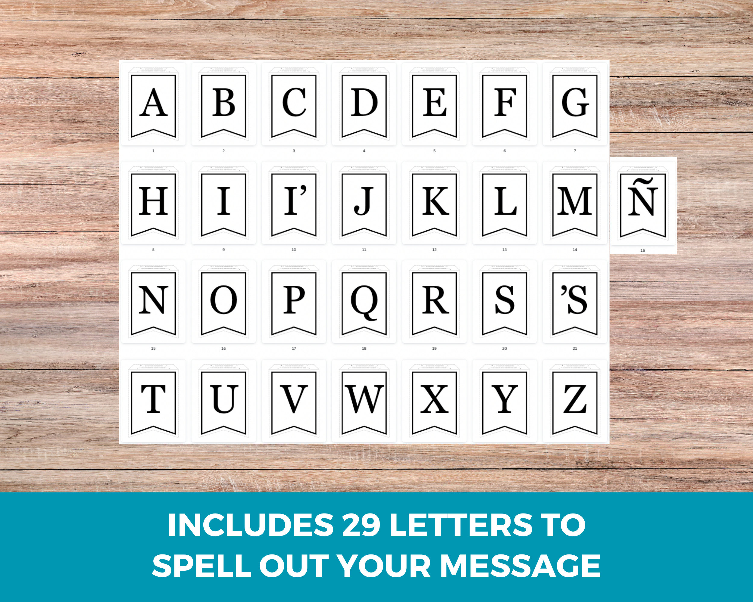 Printable Banner, Printable Bunting, Printable Garland, Alphabet Letter ...