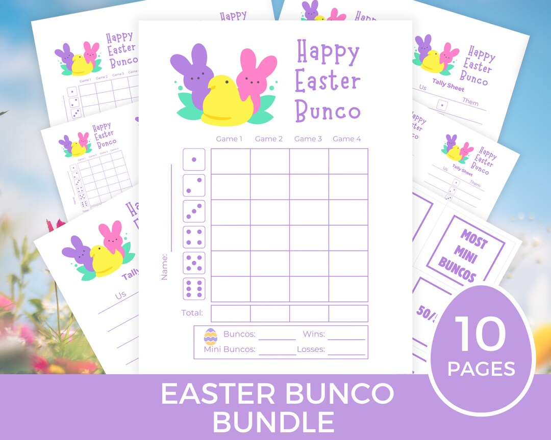 Easter Bunco Score Sheets, Easter Bunco Sheets, Easter Bunco Game Cards ...