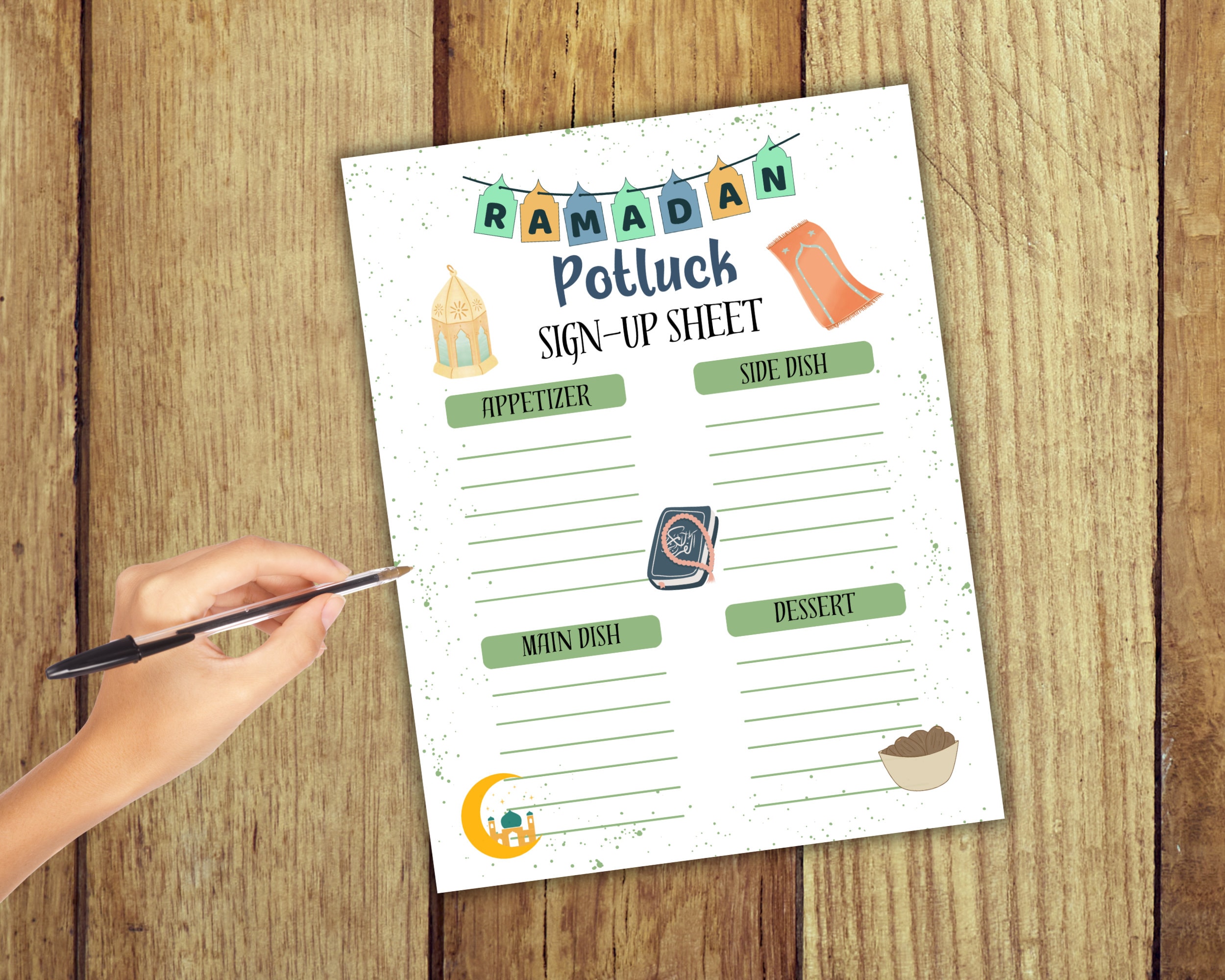Ramadan Potluck Sign up Sheet, Potluck Sign up Form, Iftar Dua Meal ...