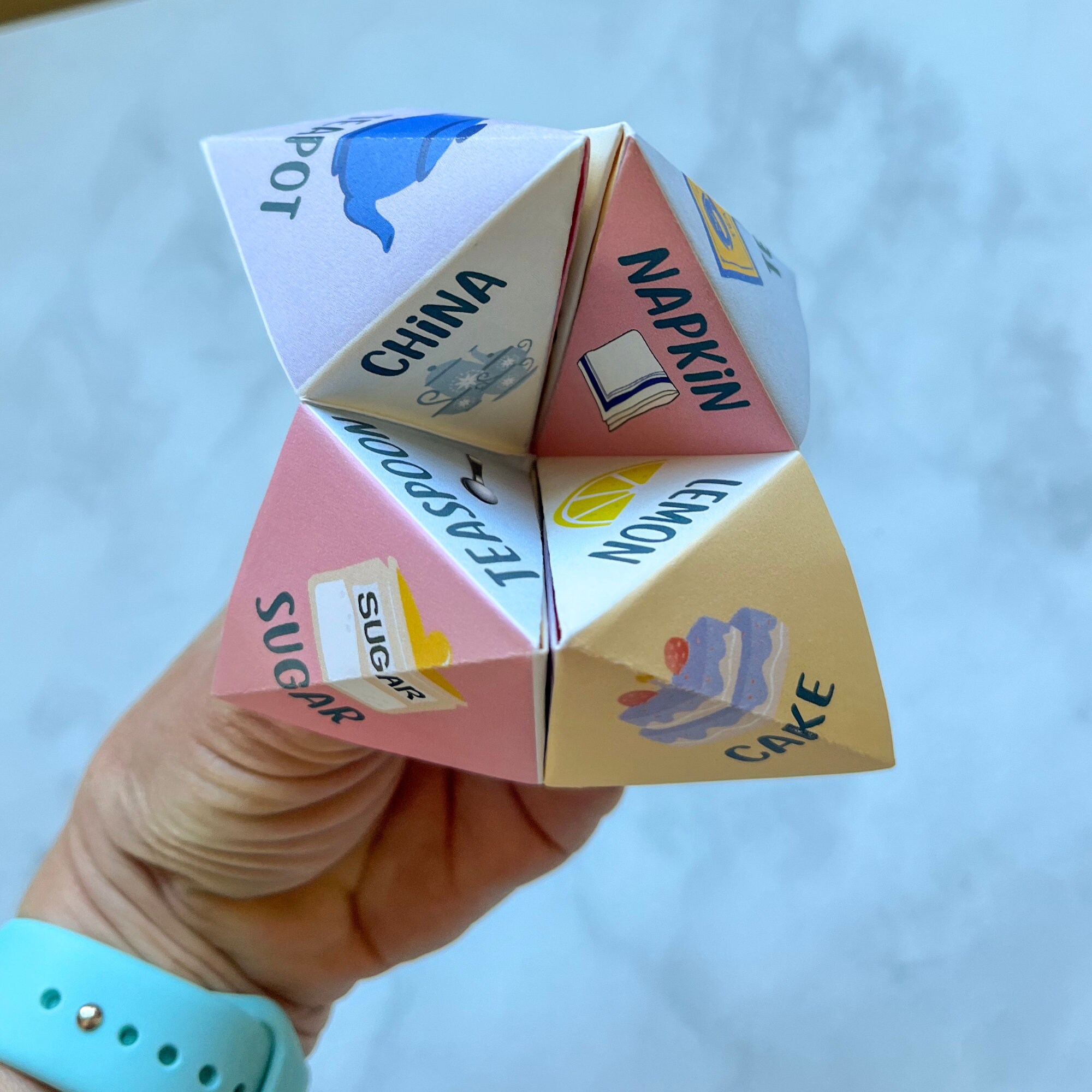Tea Party Cootie Catcher, Tea Party Fortune Teller, Tea Party Favors ...