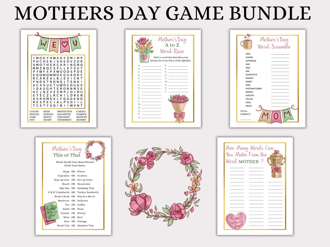 Mothers Day Games Bundle, Mothers Day Brunch Activity, Games for Mom ...