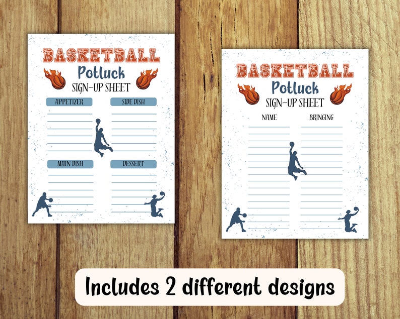 Basketball Potluck Sign up Sheet, Potluck Sign up Form, Basketball ...