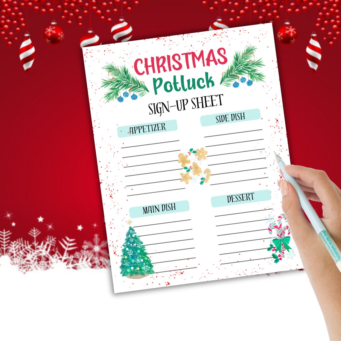 Christmas Potluck Sign up Sheet, Potluck Sign up Sheet, Potluck Sign up ...